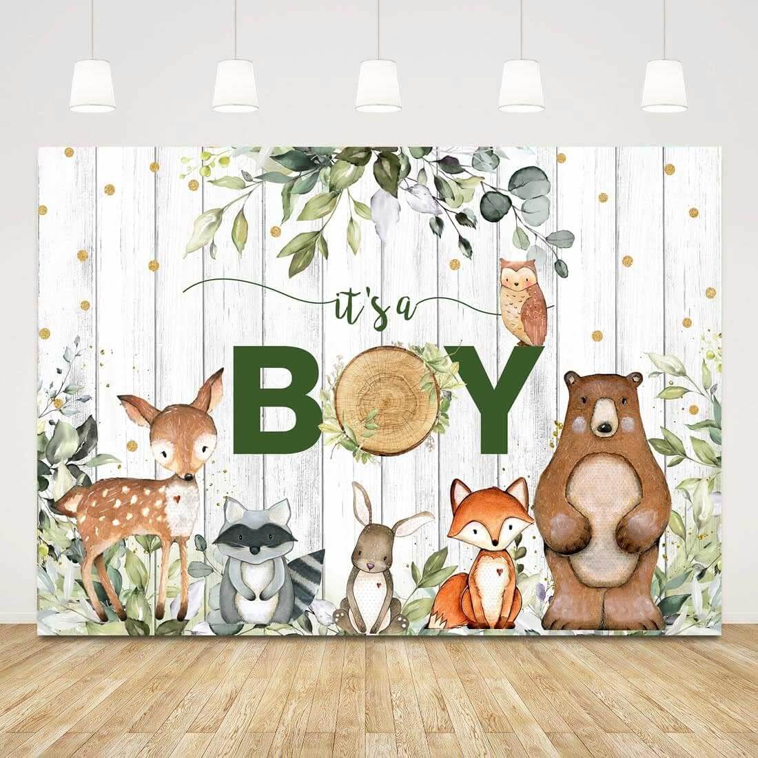 Woodland Animals Forest Baby Shower Boys Birthday Backdrop – webackdrops