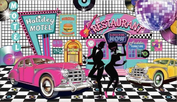 Classic 50s Rock And Roll Party Photography Backdrop Banner – webackdrops