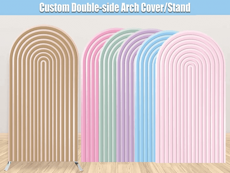 Groovy Arch Backdrop Double-sided Cover Custom Pink Blue Baby Shower A ...