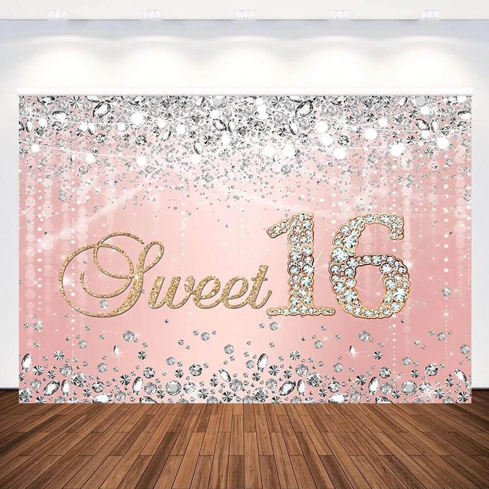 Girls Sweet 16 Backdrops Shiny Diamonds Boken Woman Adult Birthday Par ...