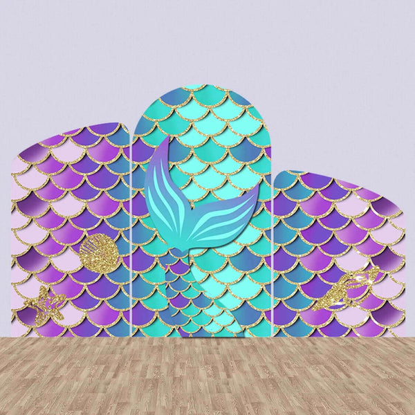 Glitter Mermaid Tail Arch Backdrop for Ocean-Themed Events – webackdrops
