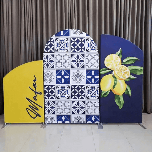 Lemon Arched Backdrop Covers Fabric Double-sided Party Arch Stand Birt ...