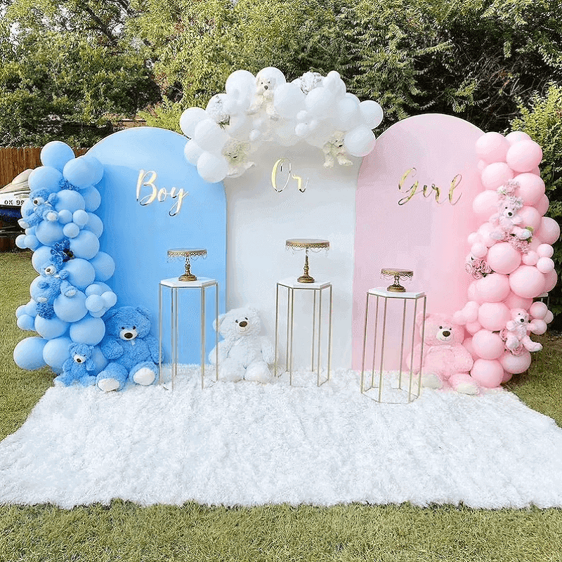 Pink Blue White Solid Color Double Sided Printed Arched Backdrop ...