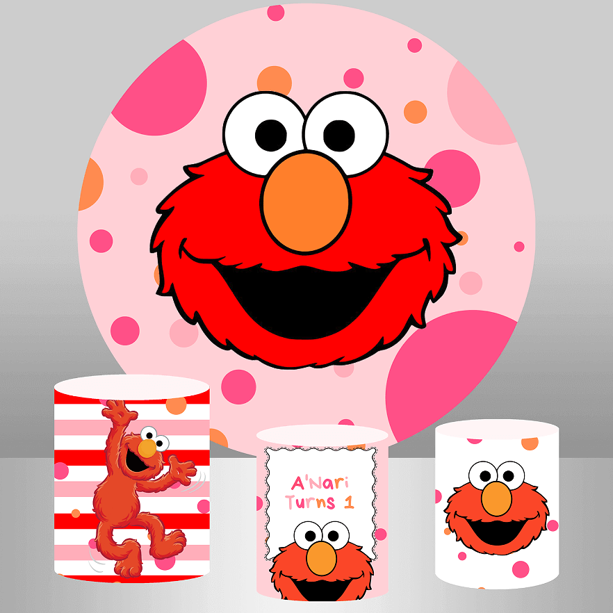 Red Elmo Theme Baby Shower Round Backdrop Cylinder Cover – webackdrops