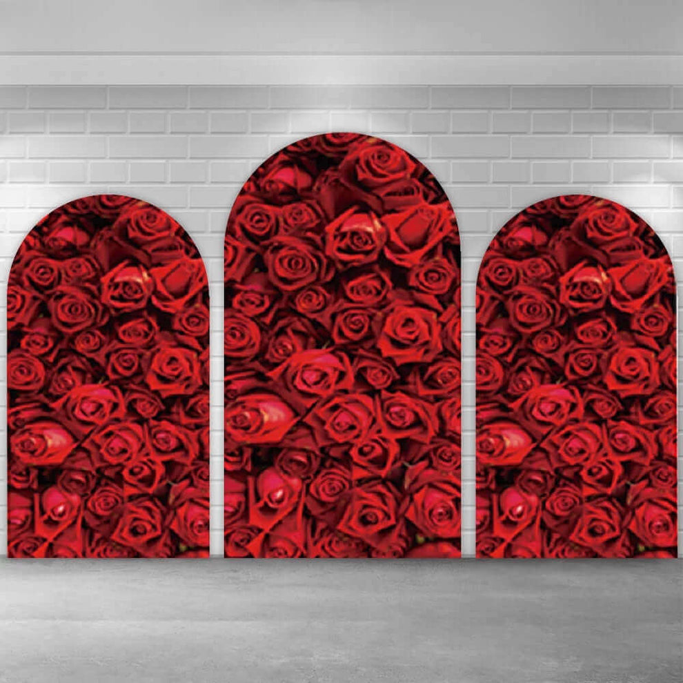Romantic Red Rose Arched Backdrop Set for Wedding and Event – webackdrops