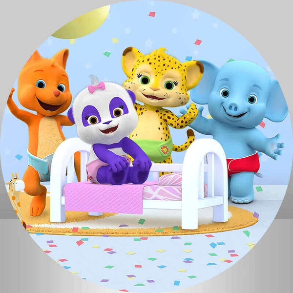 Word Party Round Backdrop and Plinth Covers for Kid's Party – webackdrops