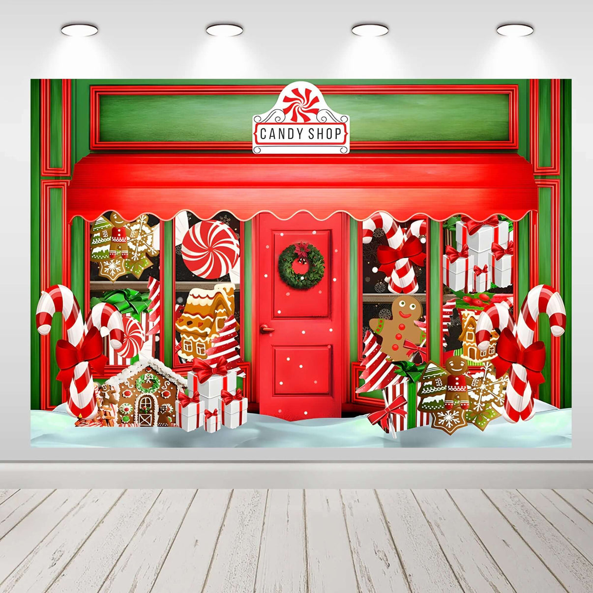Christmas Backdrops Candy Shop Gift Box Child Portrait Decor – webackdrops